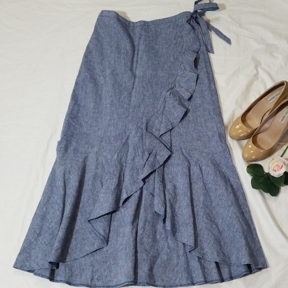 Express | Skirts | Chambray Ruffle Wrap Maxi Skirt | Poshmark
